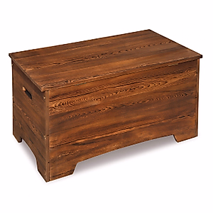 Badger Basket Farmhouse Solid Wood Rustic Toy Box with Reversible "Toys" Panel - Caramel Brown