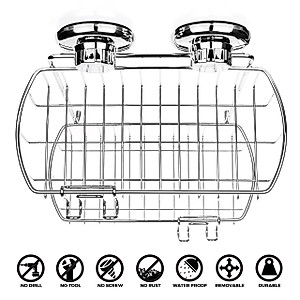 HASKO accessories - Shower Caddy with Suction Cup - 304 Stainless Steel 2Tier Basket for Bathroom - Rustproof (Chrome)