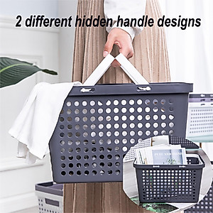 MINDFARGE Plastic Shower Caddy Basket with Handles, Cleaning Supply for Dorm, School, Camping, Travel, Bathroom (light grey 1 pack)