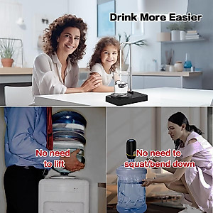 Desktop Water Dispenser 5 Gallon Mini Countertop Water Bottle Pump Portable Water Jug Dispenser Smart USB Rechargeable Water Dispenser Bottom Load for Home Office Camping Outdoor Travel (Black)