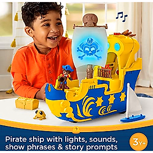 Fisher-Price Santiago of the Seas Pirate Ship Lights & Sounds El Bravo Playset with Santiago Figure for Ages 3+ Years