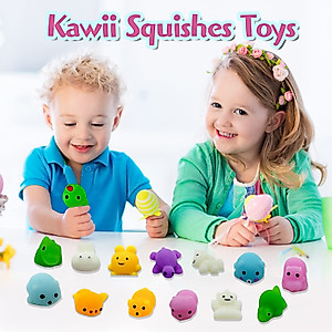 150 Pcs Kawaii Squishies, Mochi Squishy Toys for Kids Party Favors, Mini Stress Relief Toys for Easter Gift Easter Decoration Party Favors, Classroom Prizes, Birthday Gift, Goodie Bag Stuffers