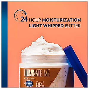 Vaseline Illuminate Me Body Butter Created for Melanin Rich Skin Whipped Body Butter Provides 24 Hour Moisturization for Dry Skin 11 oz