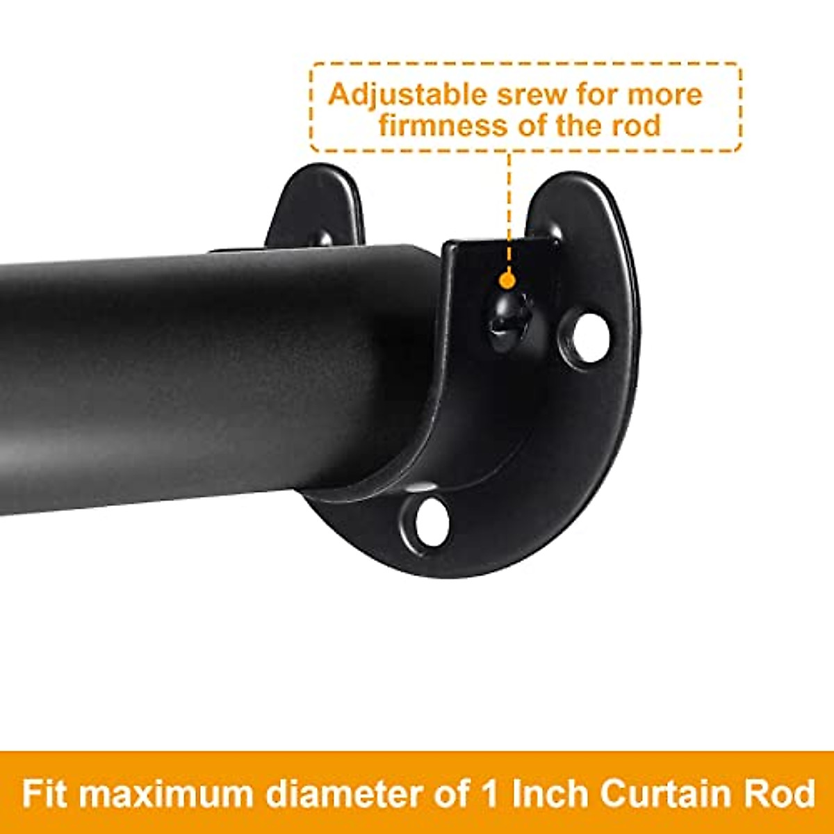 JMIATRY 12 PCS Closet Rod Brackets 1 Inch Closet Pole Socket Metal Closet Rod Brackets Heavy Duty Closet Rod Support Bracket U-Shaped Open Black Closet Rod Holders with Screws