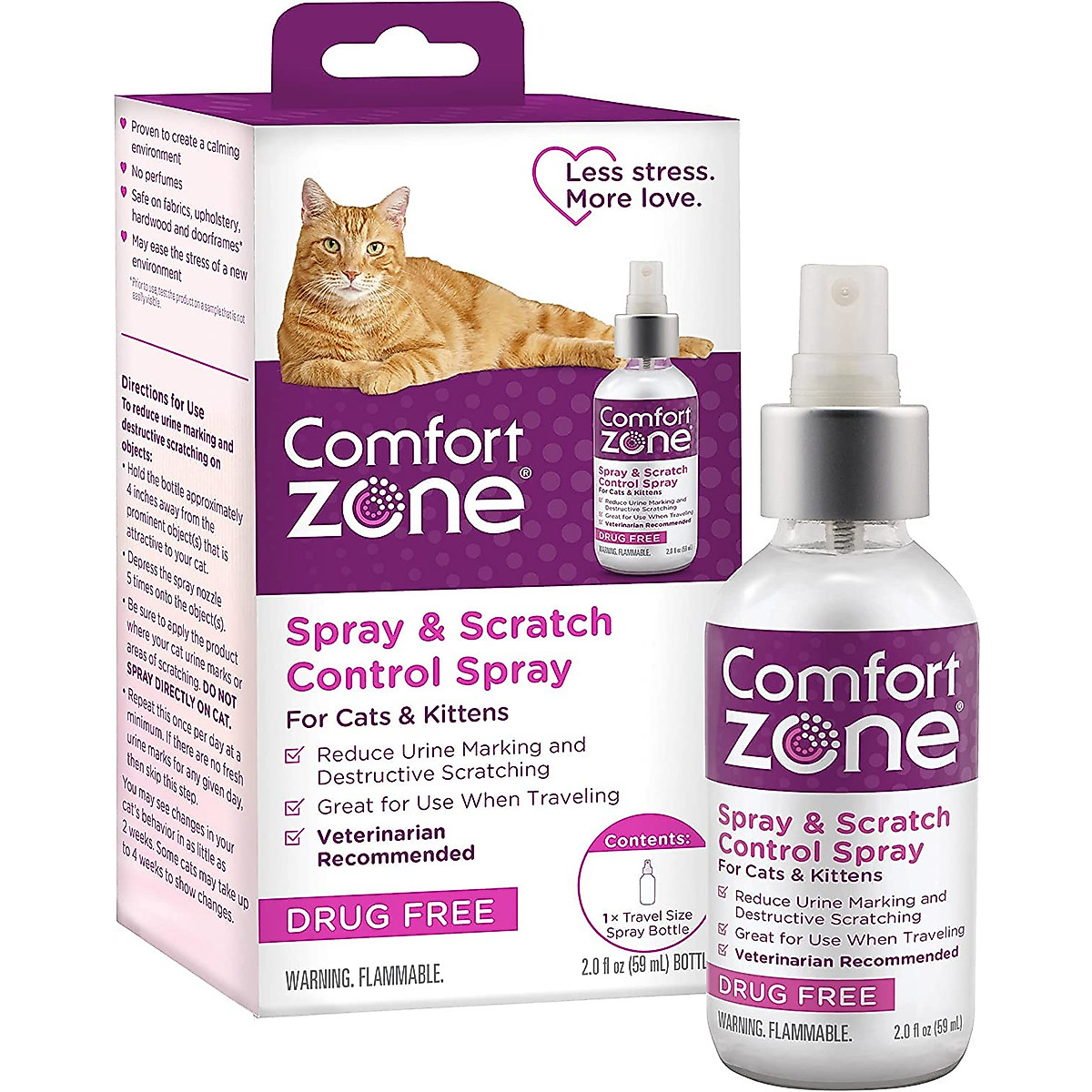 Comfort Zone Spray & Scratch Control Cat Calming Spray (2 x 2 Oz (4 oz Total))
