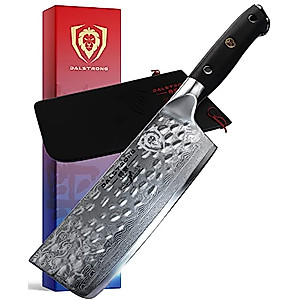 Dalstrong Nakiri Vegetable Knife - 6 inch - Shogun Series Elite - Japanese AUS-10V Super Steel - Black G10 Handle - Damascus - Hammered Finish - Vegetable Kitchen Knife - Sheath Included