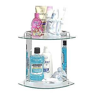 MODONA Double Corner Glass Shelf with Rail – Polished Chrome – 5 Year Warrantee