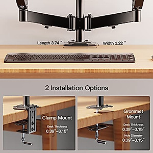 ErGear Dual Monitor Stand, Adjustable Monitor Desk Mount for Up to 30in Screens, Full Motion Gas Spring Monitor Arm Holds Up to 17.6LBS, Max VESA 100x100mm