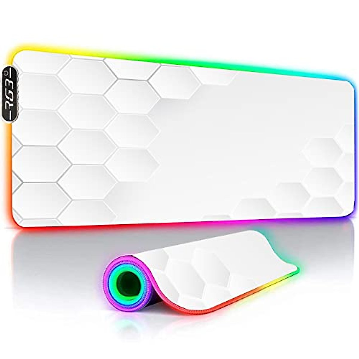 Gaming Mouse Pads Hexagon Shaped White Large RGB Mousepad XL Desk Computer Pad Gaming Accessories Extended Led Mouse Pad XXL Big Keyboard Desk Mat with Lock Edge 50X100Cm