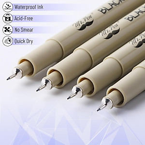 Mr. Pen- Black Fineliners, Fine Point Pens, 0.25mm, 4 Pack, Bible Pens No Bleed, Fine Tip Pens, Ultra Fine Point Pens, Black Fineliner Pens, Black Fine Point Pens, Black Art Pens, Fineliner Pen Black