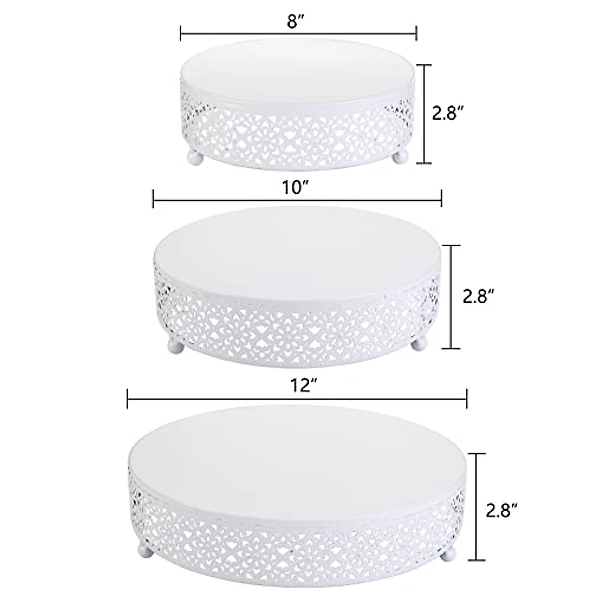 Hedume Set of 3 Cake Stand, Dessert Display Cupcake Stands, Round Metal Cake Stands, Cupcake Pastry Candy Display Plate for Wedding, Event, Birthday Party