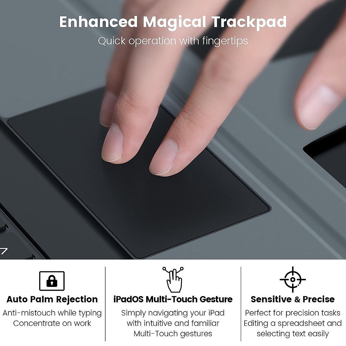Nillkin iPad 9th Generation (10.2", 2021) Case with Detachable Keyboard, Magic Trackpad, Portrait/Landscape Modes, Rugged Keyboard Case with Camera Cover for iPad 8th/7th Gen, Black