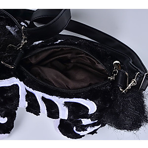 Nite closet Unicorn Purse for Women Gothic Bag Crossbody Shoulder Cute Fluffy Animal Halloween (Black)
