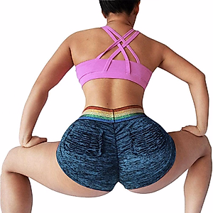 SEASUM Women Sexy Booty Shorts High Waisted Butt Lifting Hot Dance Costume Exotic Rave Clubwear S