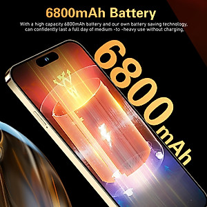 xixaomiro i14Pro 2023 Unlocked 5G Android Cell Phone 8GB + 512GB 1TB Expandable 6.7 "FHD 90Hz Display Screen 6800mAh Battery Mobile Phone 13 MP/48MP Camera Dual Sim Card (Golden)