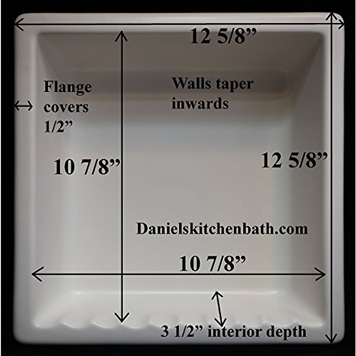 1 USA made Ceramic Recessed Shower Niche 1 compartment shampoo shelf. Easy Install, Easy Clean, Sanitary, Will not Rust or Black Mold, Holds most 3-32 oz shampoo bottles, Soap Holder1C