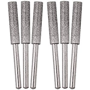 OIIKI 6 Pack Burr Grinding Stone File, Chainsaw Sharpener 3/16 Inch (Silver)