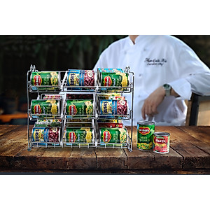 Stackable Can Rack Organizer, for 36 cans - Great for the Pantry Shelf, Kitchen Cabinet or Counter-top. Stack Another Set on Top to Double Your Storage Capacity. (Chrome Finish), Standart