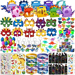 DMIGHT Dinosaur Party Favors, Dinosaur Birthday Party Supplies, Dinosaur Goodie Bags for Kids Birthday, Dino Gifts Bags Fillers Stuffers, Dinosaur Themed Party Toys