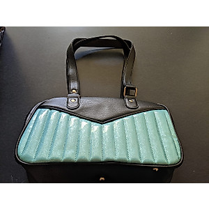 Liquorbrand Bonneville Bowler Purse with Chevron Logo (Black and Mint Sparkle)