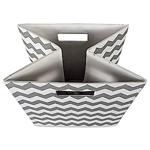 DII Collapsible Polyester Storage Cube, Chevron, Gray, Large