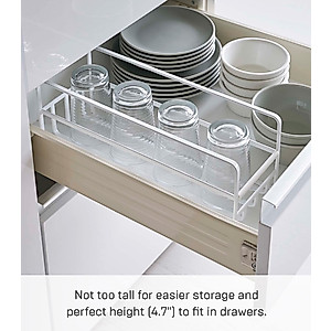 Yamazaki Home Mug Cabinet Organizer, Coffee Cup Holder for Kitchen, Glass and Bottle Stand for Drawer, Metal with Silicone Handle | Steel, One Size, White