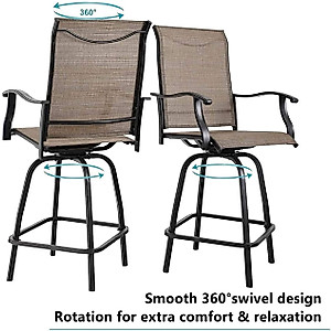 MFSTUDIO Outdoor Bar Stools Set of 4, Patio Bar Height Sling Chairs, Steel Frame All-Weather Resistant,Breathable Textilene Fabric