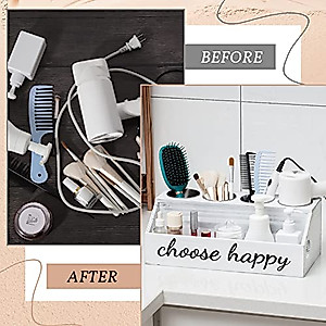 Nuenen Hair Tool Organizer White Hair Dryer Holder Choose Happy Blow Dryer Holder Hair Supply Storage Organizer Wood Curling Iron Holder Hair Accessories Product Styling Tools Organizer for Bathroom