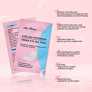 AuReve 50 Pairs under eye patches,eye pads lash extensions add hyaluronic acid,Eyelash Extension Under Eye Gel Pads suitable for most people