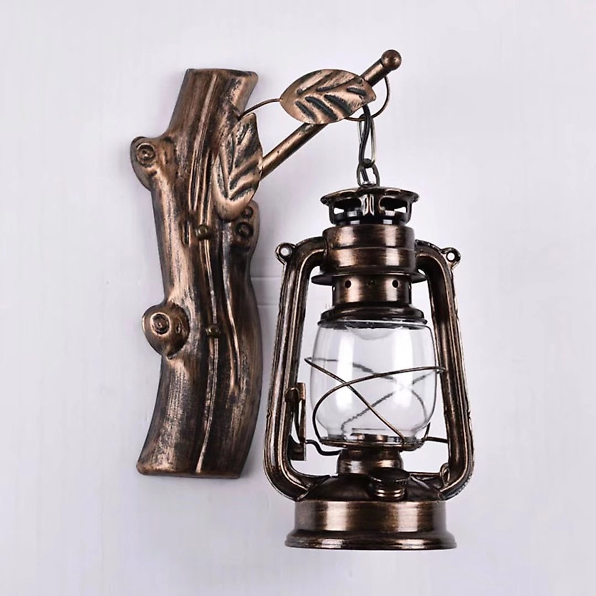 Lanterne Wall Sconce Retro Nostalgic Iron Personality Creative Light Metal Base Glass Lampshade Wall Lamp