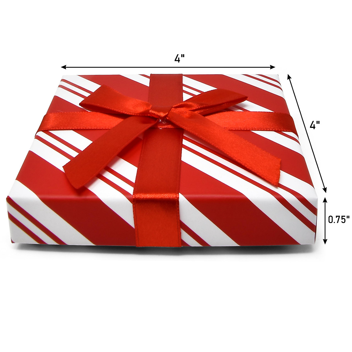 Christmas Card Gift Box Holder with Bows Pack of 6 Red & White Candy Cane Stripe Holiday Gifts Greeting Cards Present Wrap Square Boxes Cash Money Holders Party Favor Decor for Xmas Party Decorations
