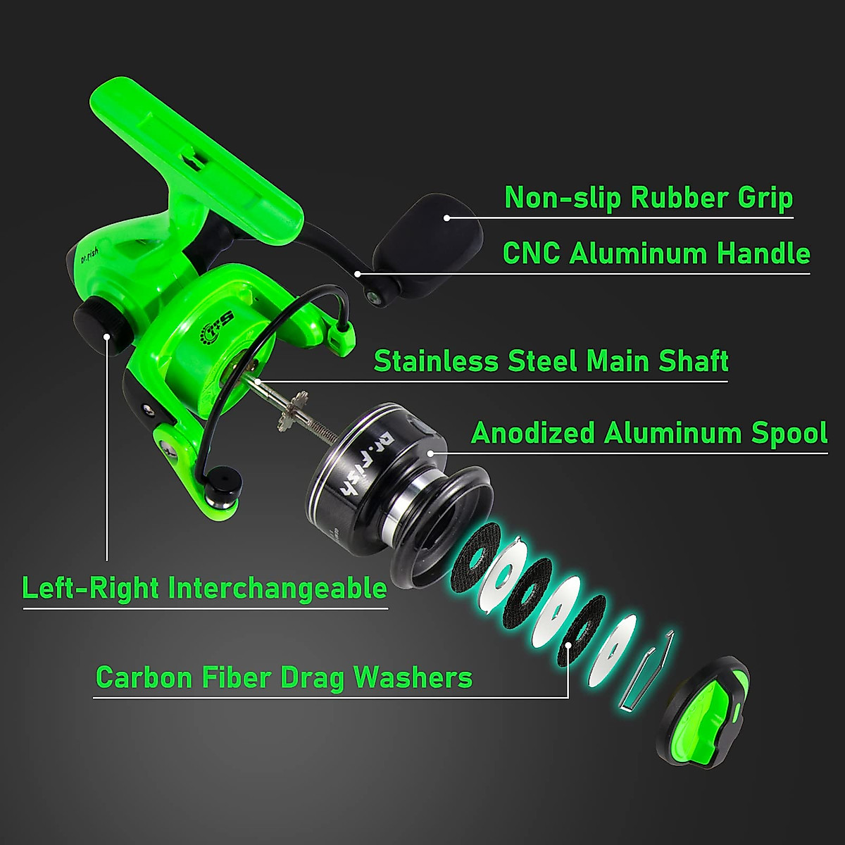 Dr.Fish Ice Fishing Rod and Reel Combo with 2 Ice Spinning Reels Ice Fishing Gears Equipment Ice Fishing Pole Ice Jig Lures