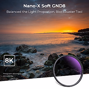K&F Concept 77mm Soft GND8 (3 Stop) Lens Filter Soft Graduated Neutral Density Filter with 28 Multi-Layer Coatings for Camera Lens (Nano-X Series)