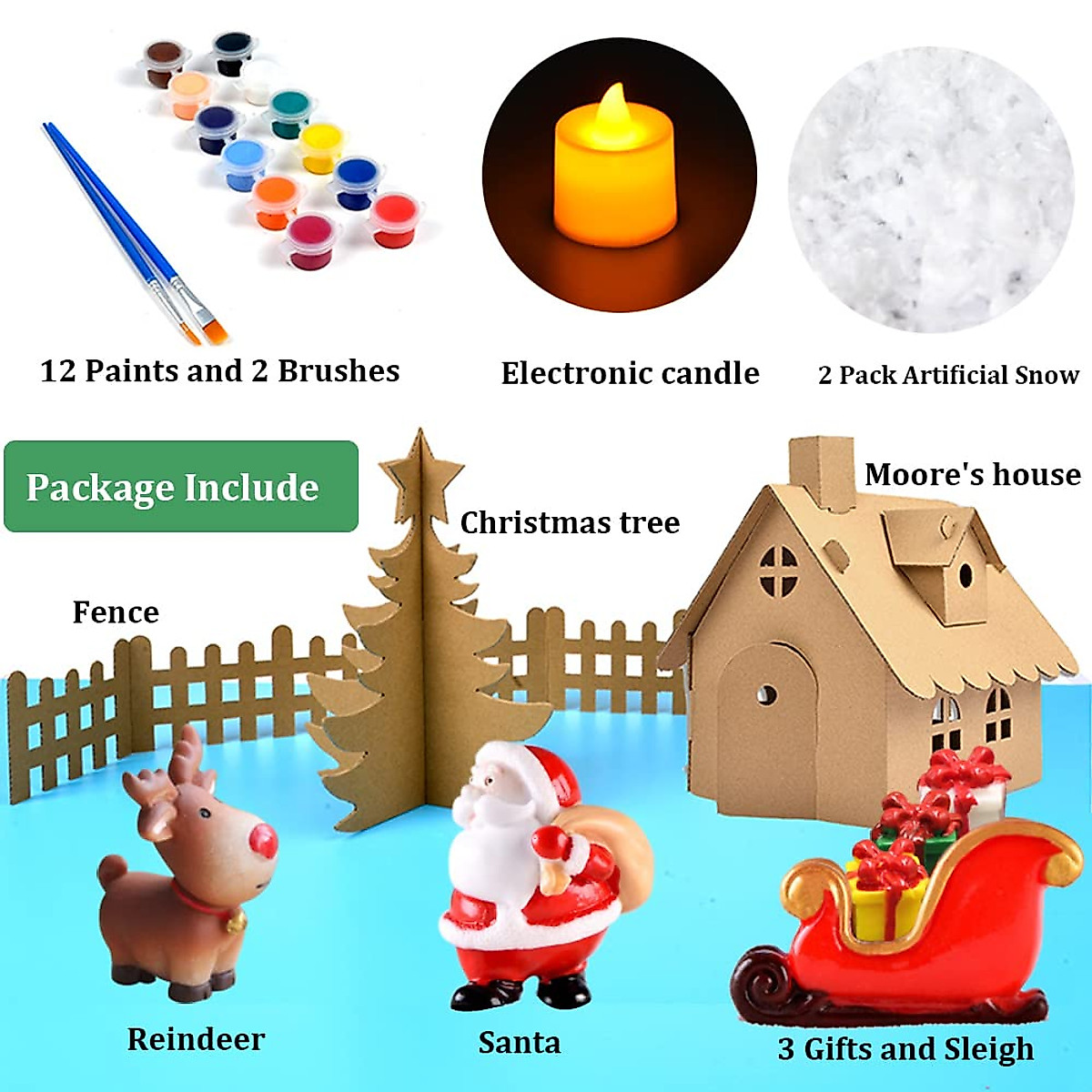 DIY Miniature House Kit, Build & Paint Dollhouse, Arts and Crafts Birthday Gifts for Kids Boys and Girls Age 3-12 (Moore's House)