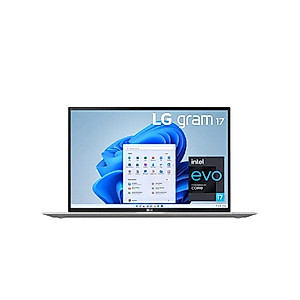 LG Gram 17Z95P Laptop 17" Ultra-Lightweight, IPS, (2560 x 1600), Intel Evo 11th gen CORE i7 , 32GB RAM, 1TB SSD, Windows 11 Home, 80Wh Battery, Alexa Built-in, 2X USB-C, HDMI, USB-A – Black