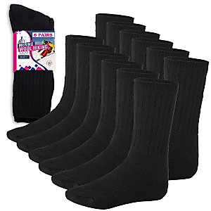Debra Weitzner 6 Pairs Merino Wool Thermal Socks Men and Women Warm Cushioned Hiking Crew Socks for Hunting Winter Etc Long Survival Boot Socks Moisture Wicking Black 9-11