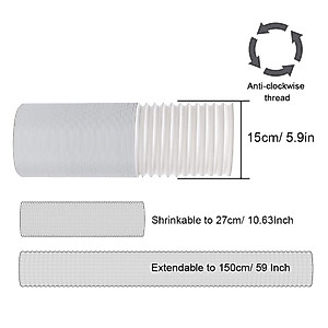 Kxuhivc Portable Air Conditioner Window Vent Kit, Adjustable Window Seal with 5.9 Inch Diameter, 59 Inch Length Exhaust Hose for A/C Unit Universal for Sliding Horizontal or Vertical Window