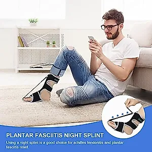 Plantarelief Plantar Fasciitis Night Splint: Upgraded Plantar Fasciitis Relief Brace with Arch Support Women Men - Treatment for Plantar Fasciitis, Achilles Tendonitis, Foot Drop and Heel Pain - Black