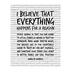Marilyn Monroe- Everything Happens- Inspirational Wall Art Print, This Retro Wall Decor Print Makes Ideal Wall Art For Living Room Decor, Office Decor & Man Cave Decor. Unframed- 8x10”
