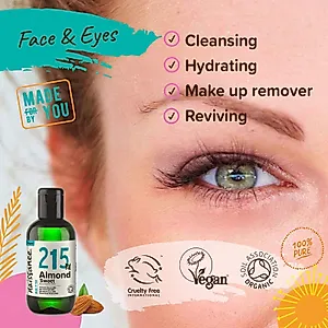 naissance Organic Sweet Almond Oil (no. 215) 4 fl oz - Pure & Natural, Cold Pressed, Vegan, Hexane Free & No GMO - Ideal for Massage, Skincare & Haircare