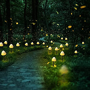 Cute Mushroom Solar Lights 20LED, 28 feet, 8 Modes, Solar Waterproof, This Mushroom Light is Very Suitable for Outdoor Decoration, Adding Color to Your Garden (Warm White)