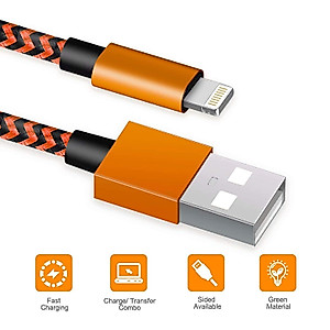 iPhone Charger [Apple MFi Certified] 5 Pack - 6FT Lightning Cable Nylon Woven High Speed Data Sync Cord Compatible iPhone 12 11 Pro Max X 8 7 6S Plus SE - Color