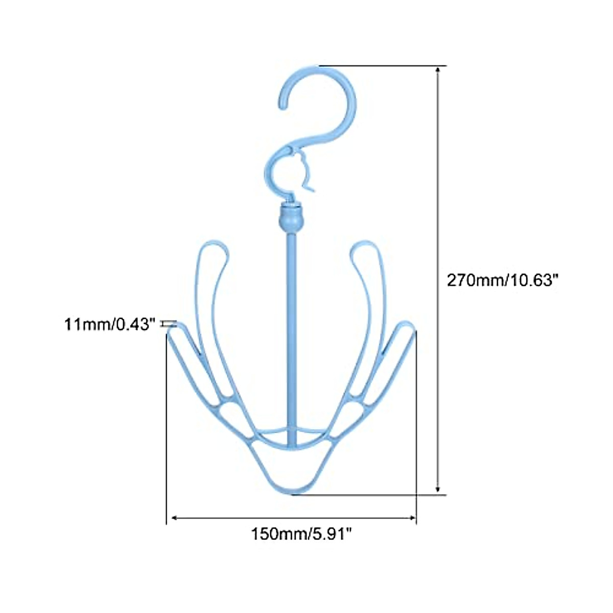 uxcell Shoes Drying Hanger, 270mm x 150mm PP Rotatable Shoe Hanging Racks Blue/Green/Pink, Pack of 3