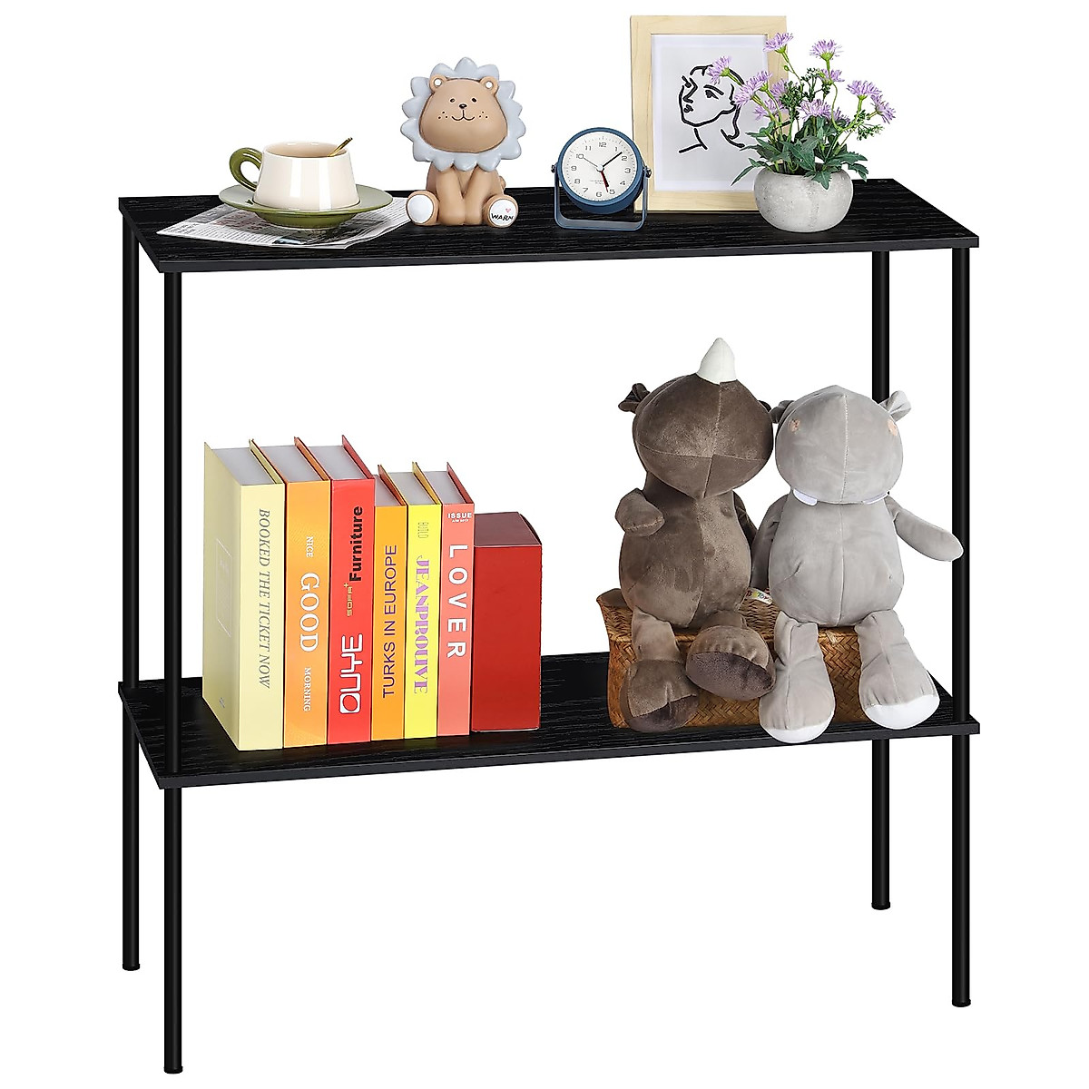 Entryway Table, 31'' Narrow Console Table, Tall Sofa Table, 2 Tier Skinny Console Table, Couch Tables for Living Room, Entryway, Hallway, Foyer(Black)