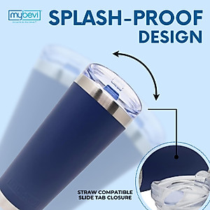 MyBevi Classic Premium Stainless Steel Tumbler with 12-Hour Temperature Control, Tritan Lid, and BPA-Free Construction | Navy Blue, 26 oz