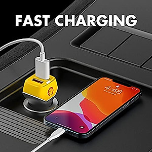 Shell Mini Car Charger 24W Fast Charge Dual Port USB Adapter with LED Indicator, Fast Charging for iPhone Pro/Max/Mini, iPad Air/Mini, Android & USB Gadgets