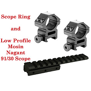 Gotical Low Profile Mosin Nagant 91/30 Scope Mount Weaver Picatinny Rail Mid Length (Pack of 2 - Scope Ring with Rail)
