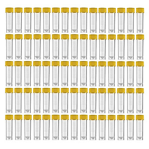 Eowpower 80 Pieces 5 ml Flat Bottom Plastic Graduated Sample Vial Tube with Screw Caps, Small Sample Bottles with Lid