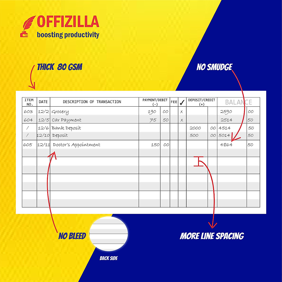 12 Check Registers for Personal Checkbook with Thicker No Bleed Paper, 6 x 3-Inches – Easy to Read and Portable Checkbook Register for Personal or Business Log, Deposit, Credit & Saving Bank Account