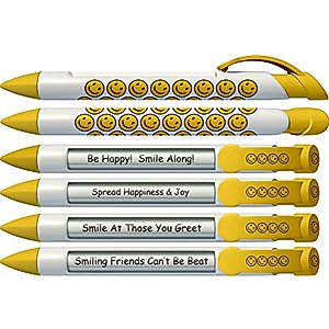 Greeting Pen Smiley Face Rotating Message 6 Pen Set (36573)